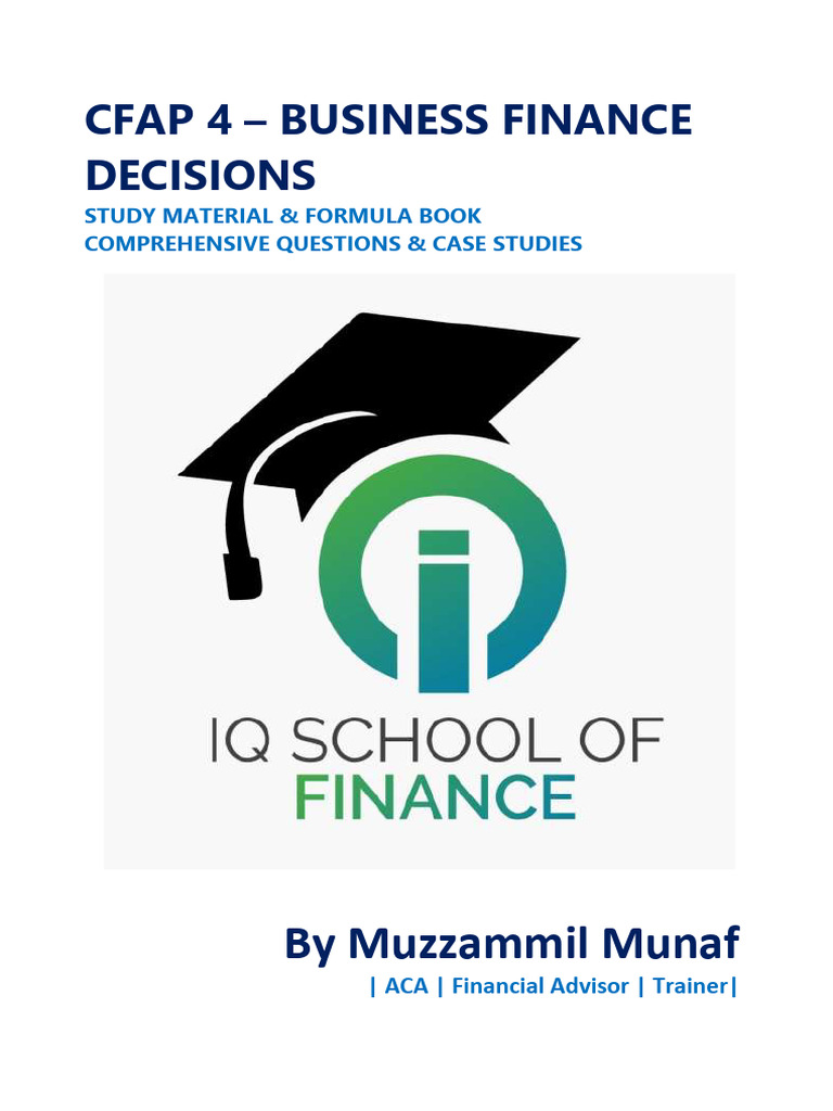 CFAP 4 Business Finance Study Guide | PDF | Mergers And Acquisitions ...