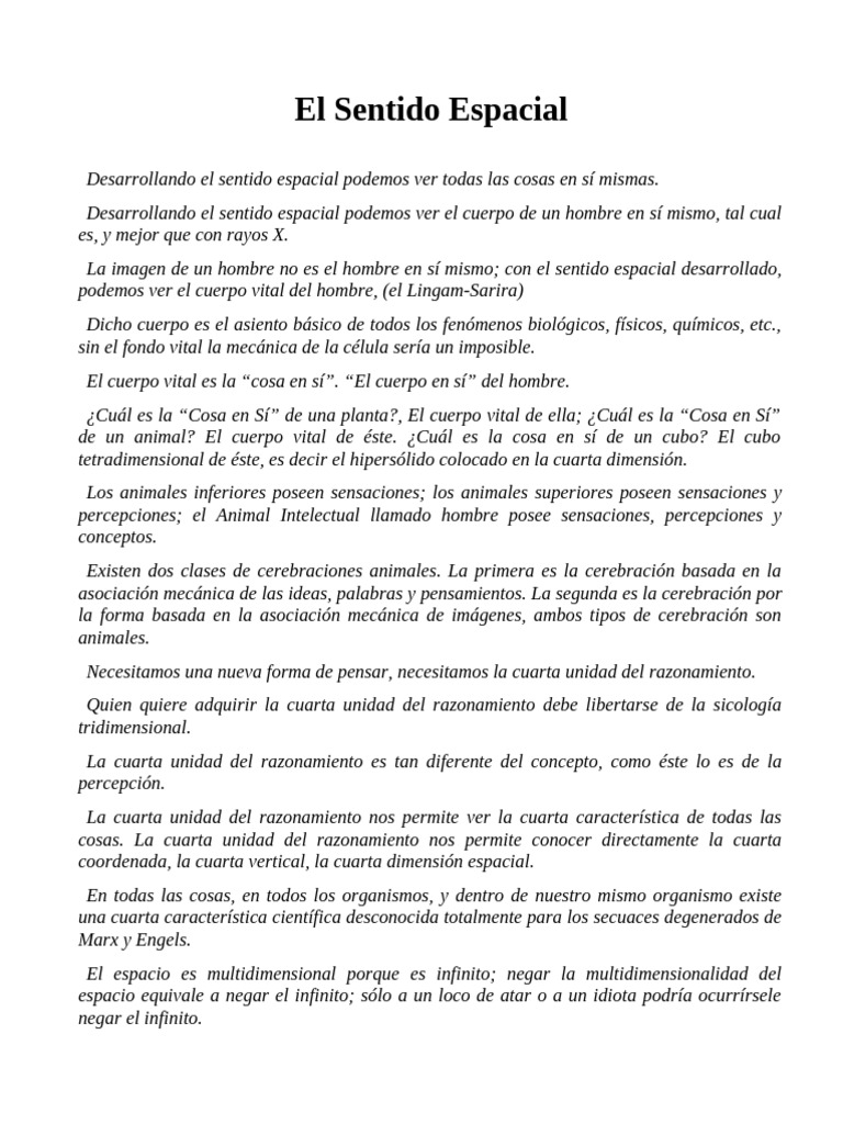 El Sentido Espacial | PDF | Dimensión | Hora