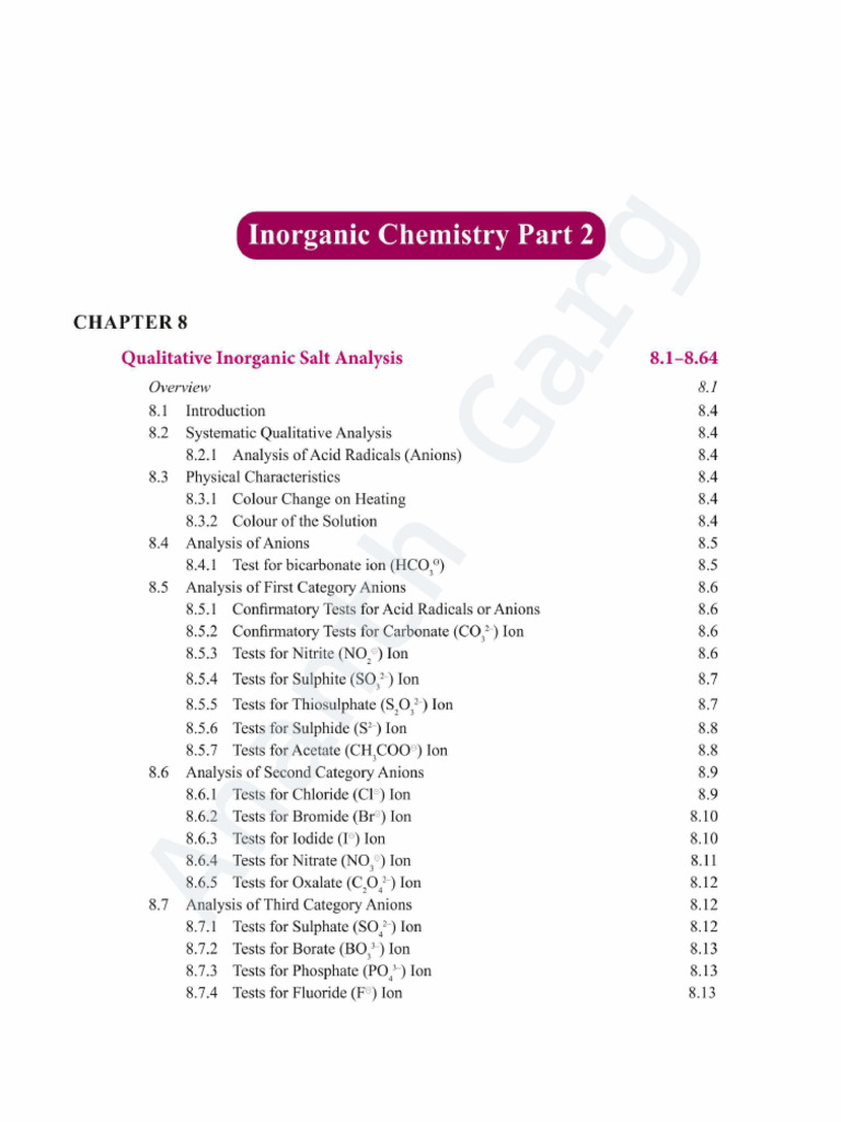 Qualitative Inorganic Salt Analysis | PDF