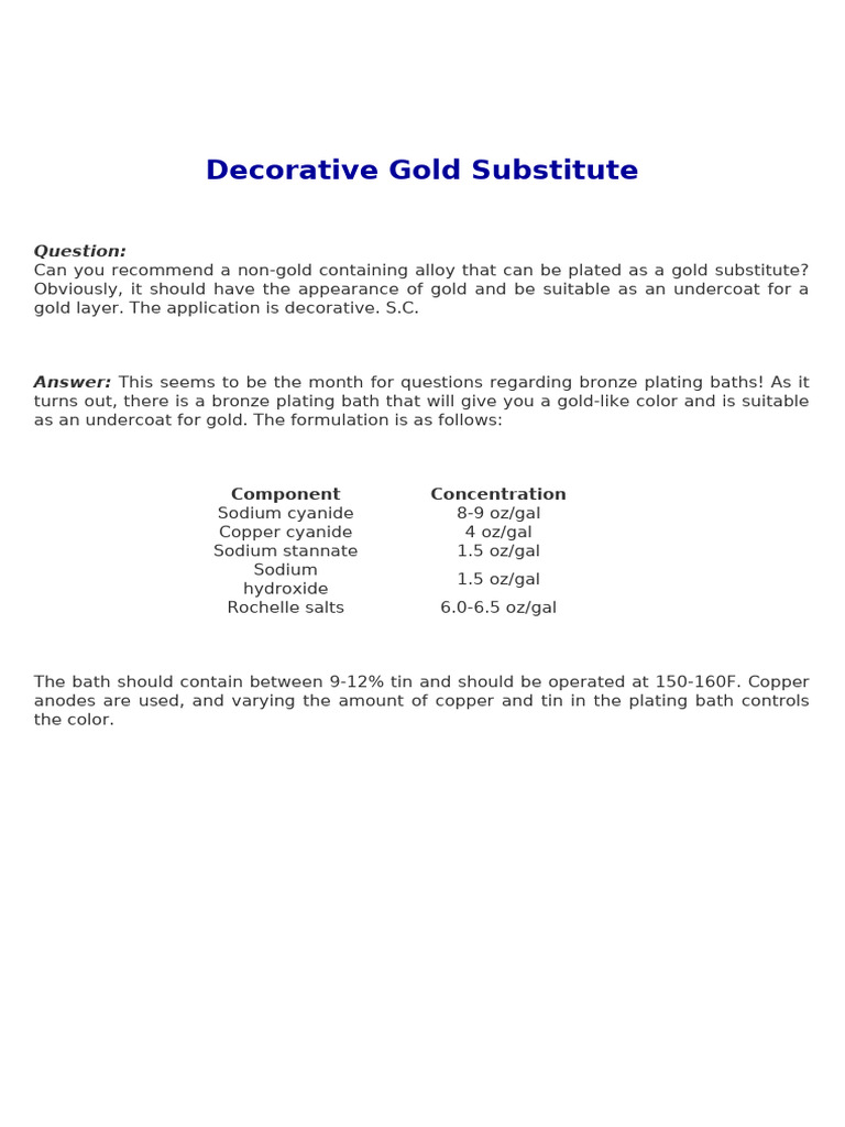 Decorative Gold Substitute | PDF