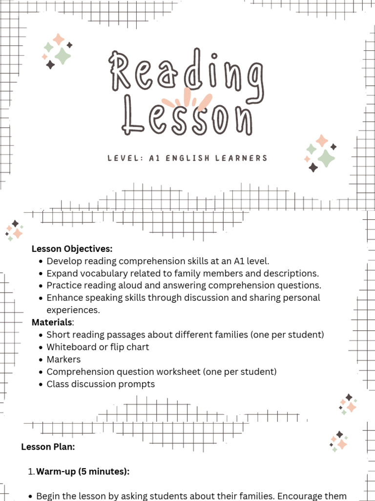 Reading Lesson (A1 Learners) | PDF | Reading Comprehension | Education Theory