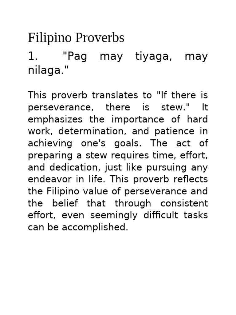 Filipino Proverbs PT 1 | PDF