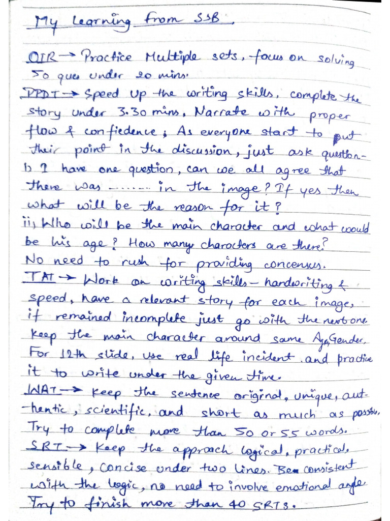 My Learnings From SSB | PDF