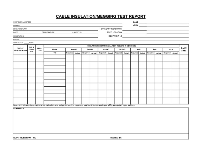 Megging Test Form | PDF