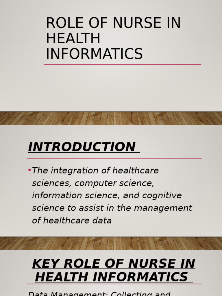 Role of Nurse in Health Informatics | PDF
