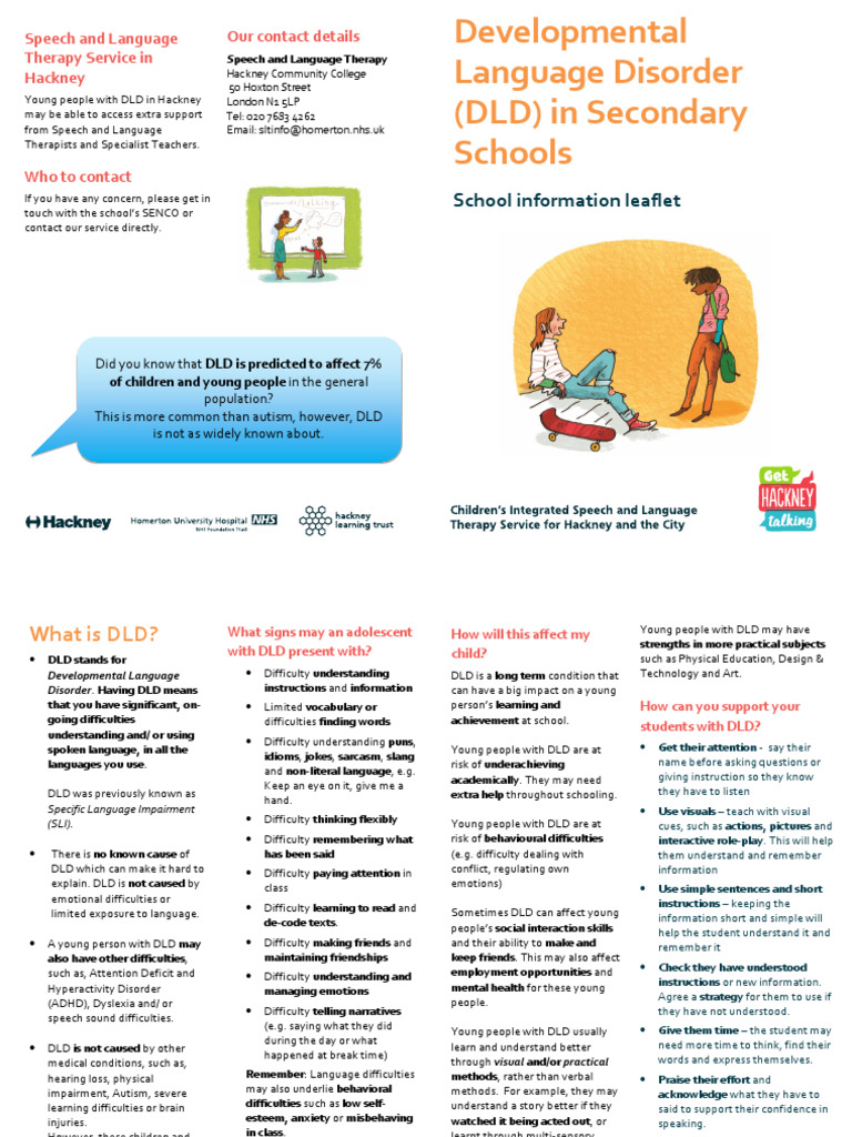 DLD Leaflet For Teachers Secondary 2016 | PDF | Attention Deficit Hyperactivity Disorder ...