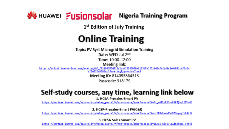 Huawei Training Invitation-PV Syst Microgrid Simulation | PDF