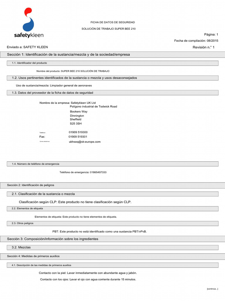 Super Bee 210 Working Solution | PDF | Toxicidad | Solubilidad