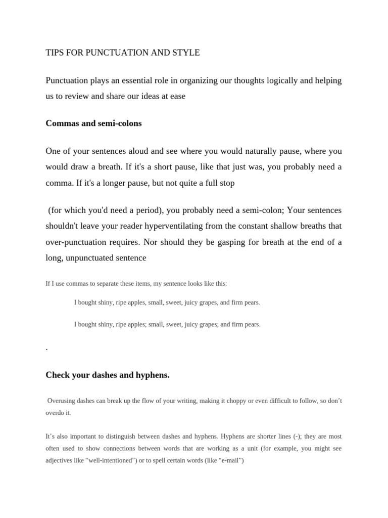 Tips For Punctuation and Style | PDF | Ellipsis | Bracket