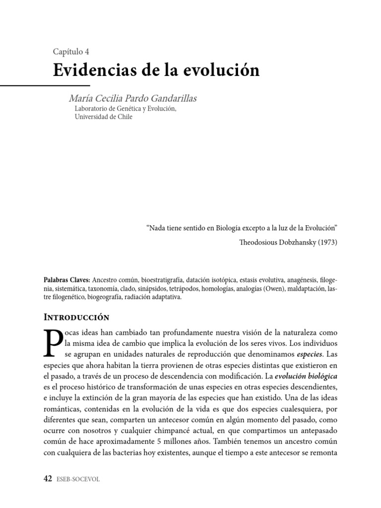 Cap 4 Evidencias de La Evolución - Mendez y Navarro en Intro A La ...