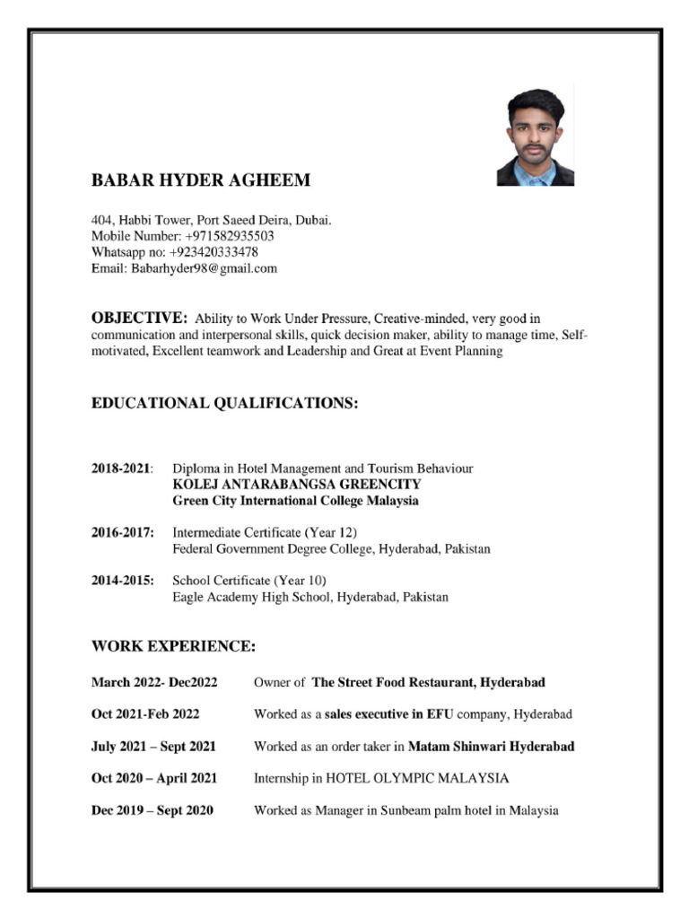 Babar Hyder CV | PDF