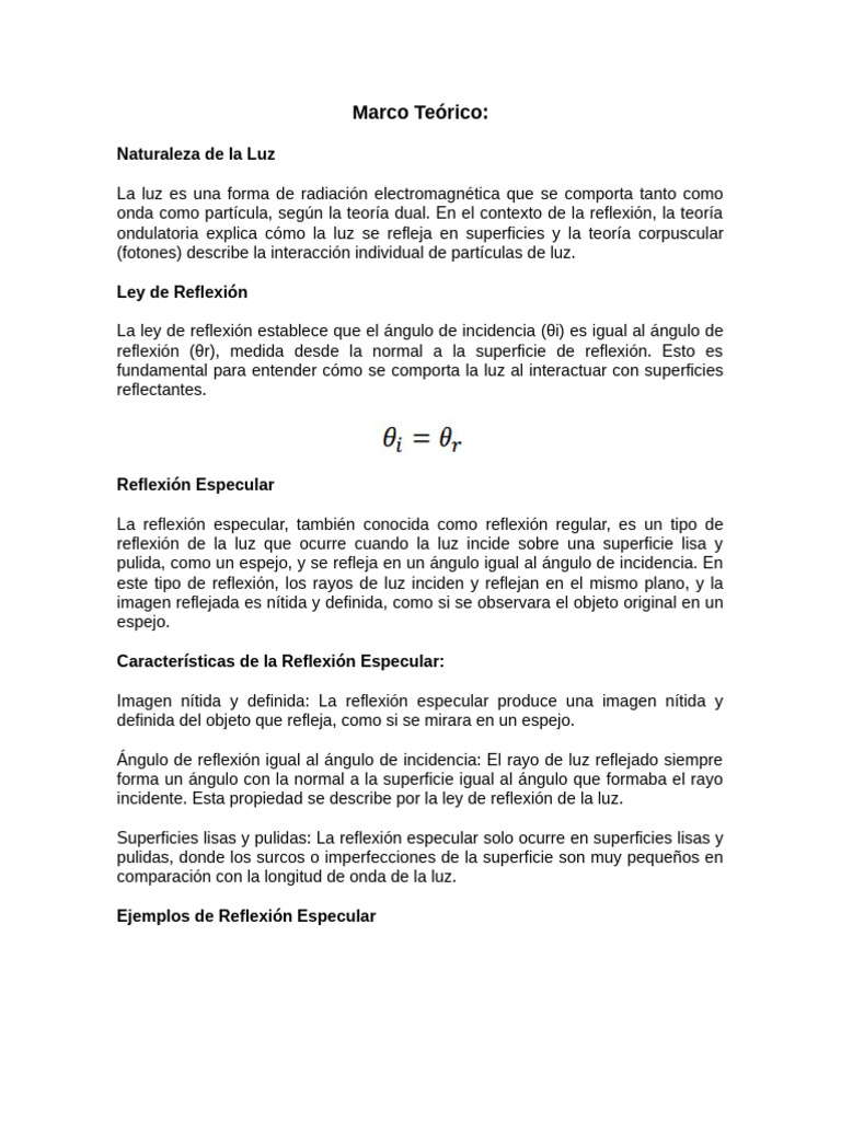 Reflexión y Refracción de la Luz | PDF | Reflexión (Física) | Ligero