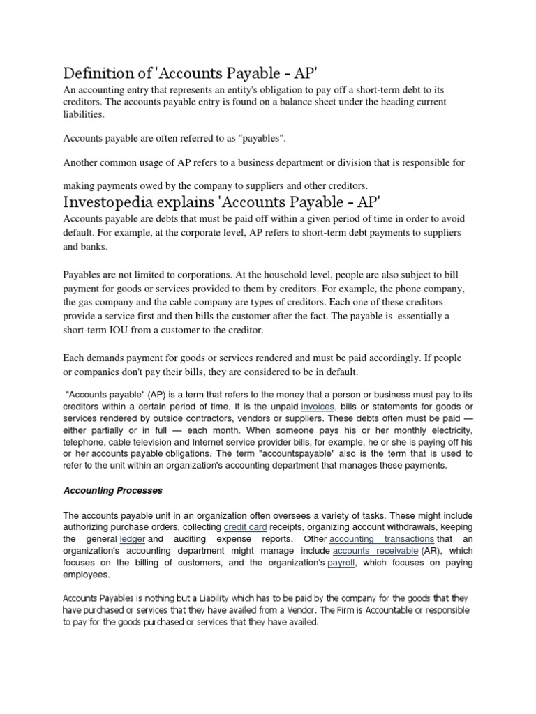 Accounts Payble and Receivable. | PDF | Accounts Payable | Debits And ...