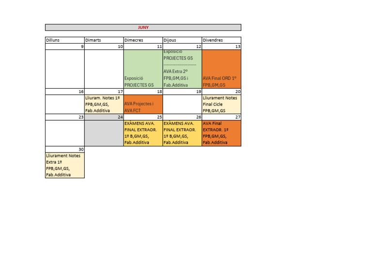 Pc03.d01 Calendari Cicles Formatius Juny | PDF