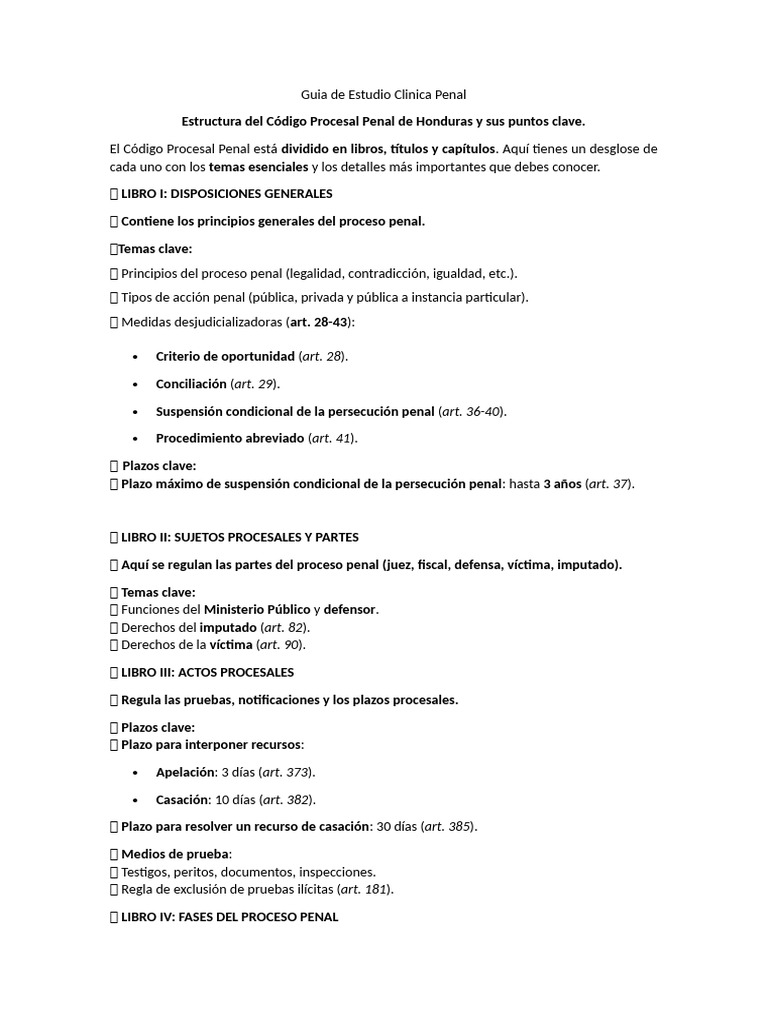 Guia de Estudio Clinica Penal | PDF | Mandato | Castigos