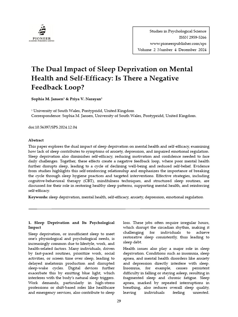 Sleep Deprivation's Effects on Mental Health | PDF | Sleep Deprivation ...