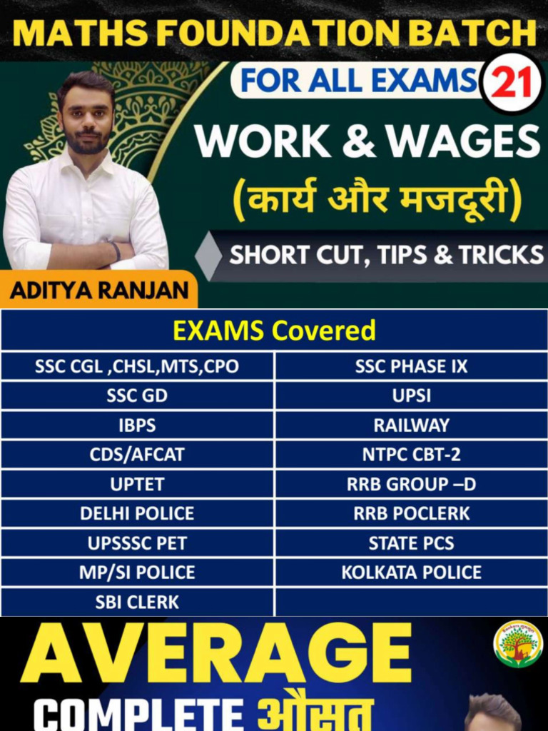 DAY 21 Work & Wages Maths Foundation Batch | PDF