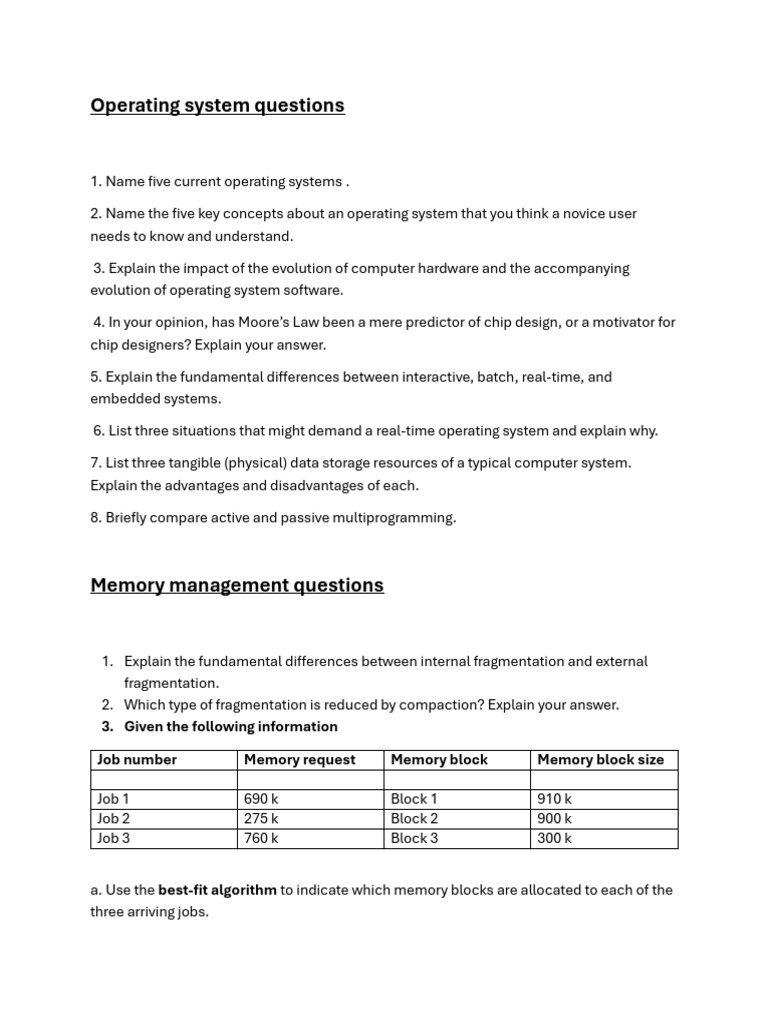 Operating System Questions | PDF