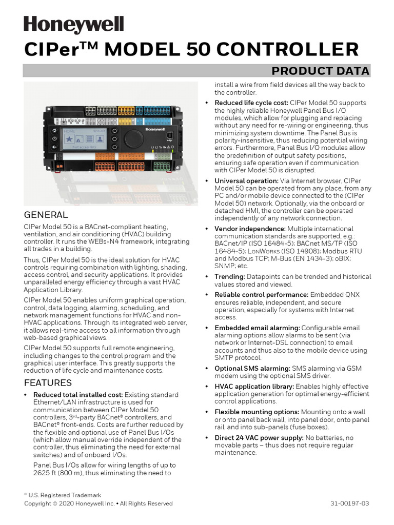 HBT-BMS-CIPer Model 50 Product Data Sheet 31-00197 | PDF | Computer ...