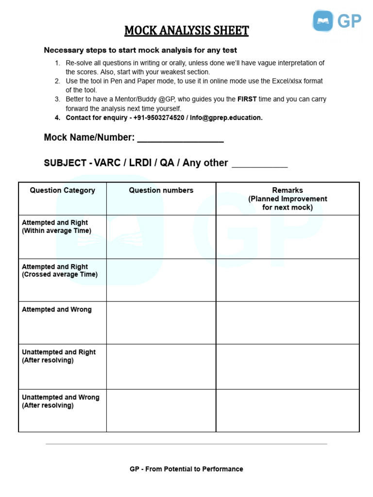 Mock Analysis SheeT (MAST) Final | PDF