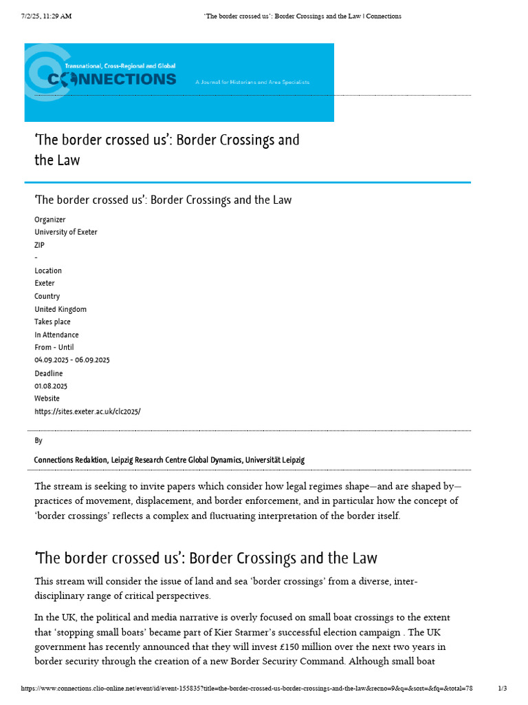 The Border Crossed Us' - Border Crossings and The Law - Connections ...