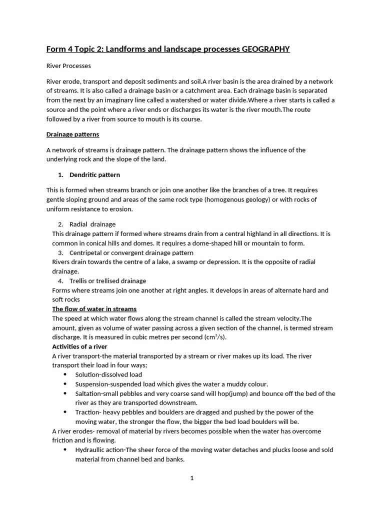 Form 4 Topic 2 Landforms and Landscape Processes | PDF | Drainage Basin ...