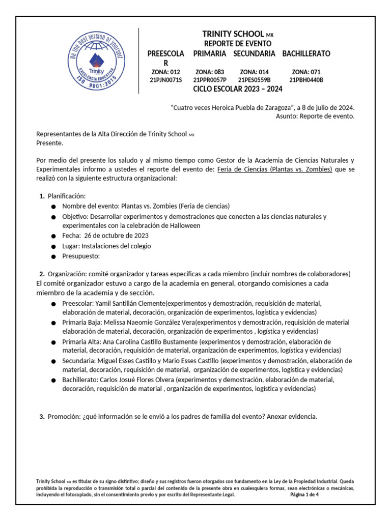 Reporte de Evento | PDF