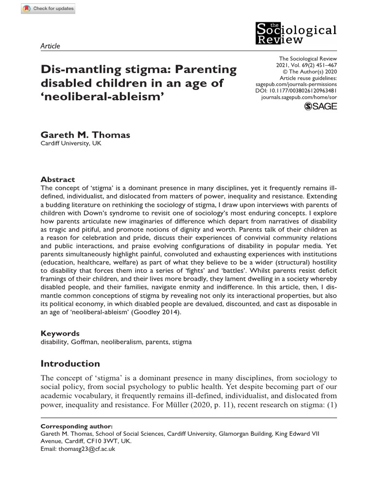 Parenting Disabled Children and Stigma | PDF | Social Stigma | Disability
