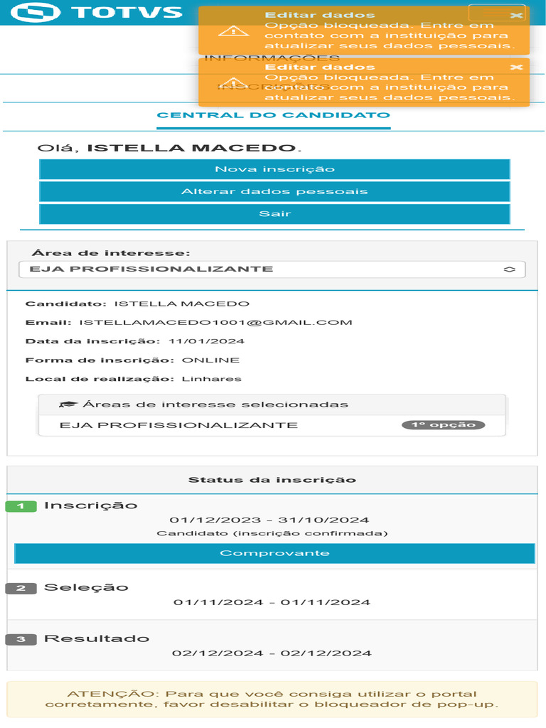TOTVS Educacional Processo Seletivo | PDF