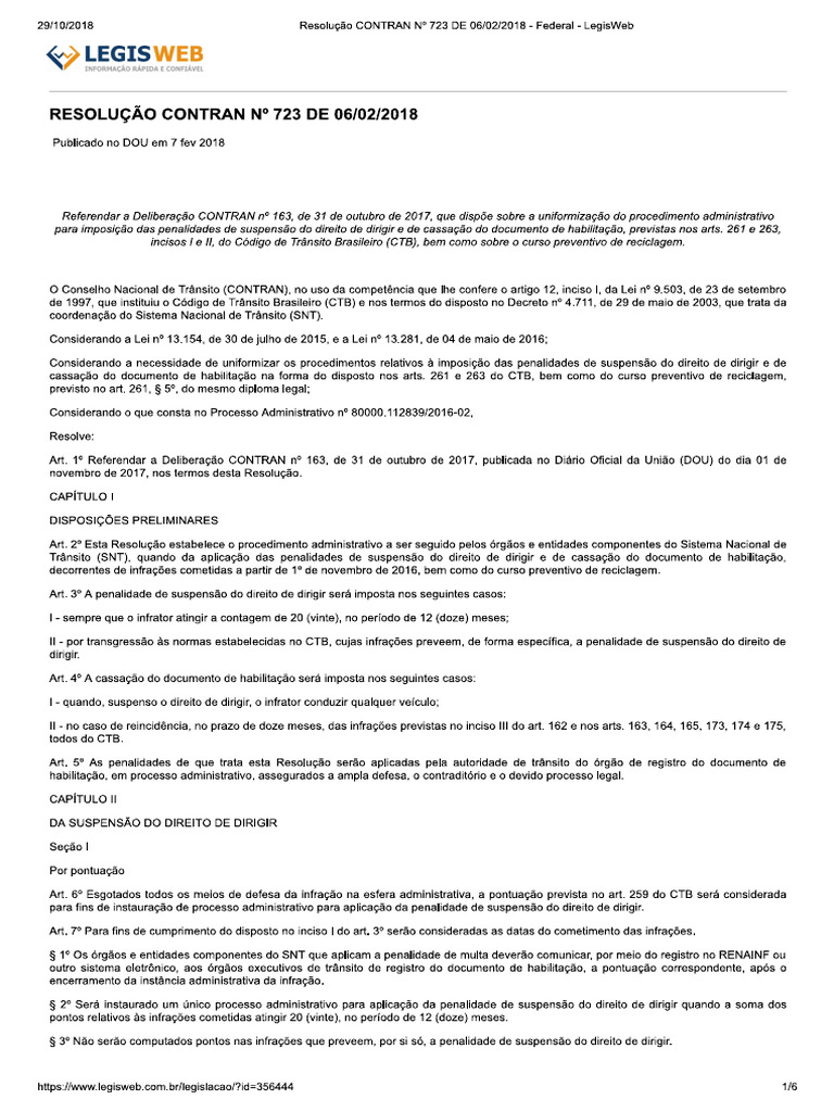 Resolucão Contran 723.2018 | PDF