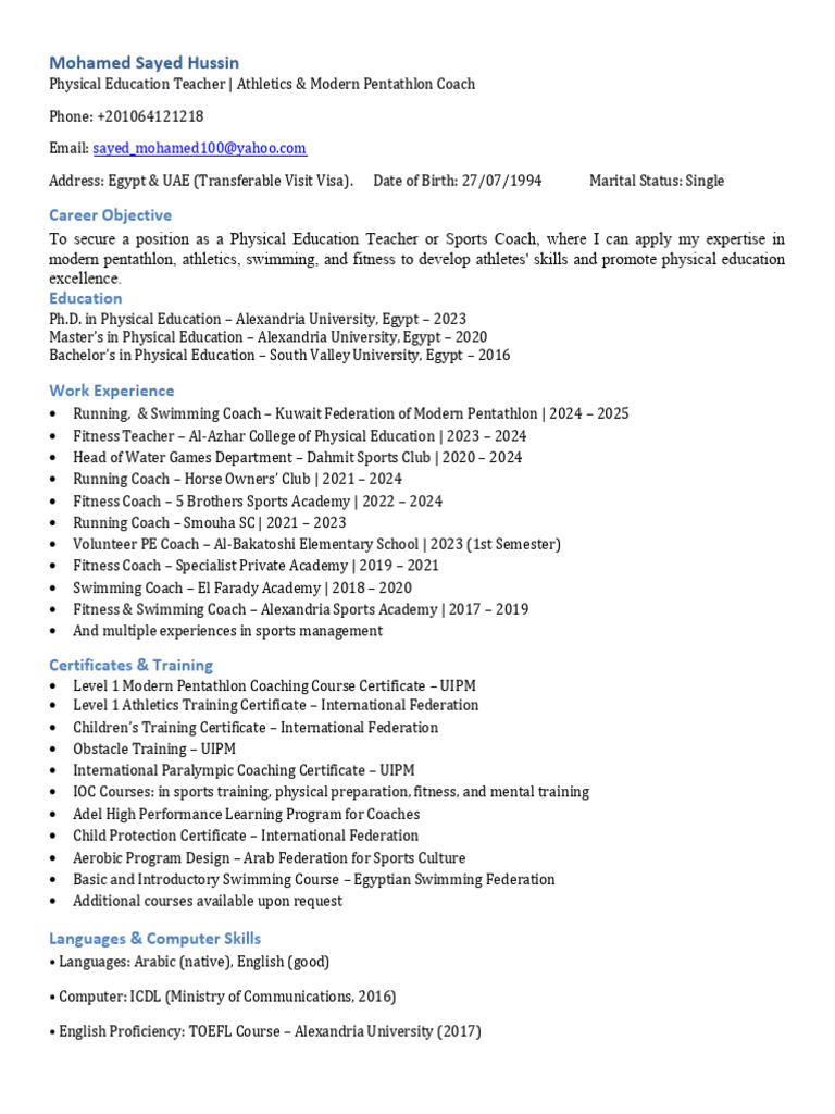 DMohamed Sayed CV | PDF
