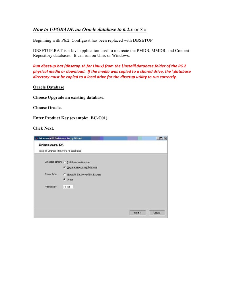 How To Upgrade An Oracle or SQL Database To 62 | PDF