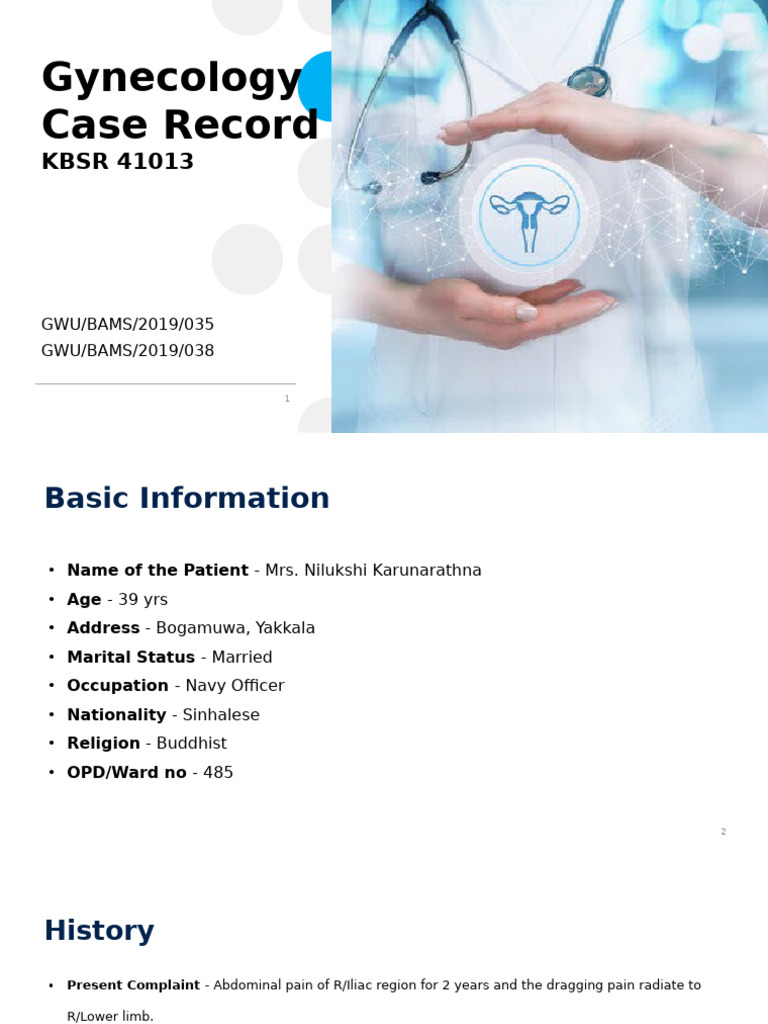 Gynecology Case Study: Mrs. Karunarathna | PDF | Menstruation ...