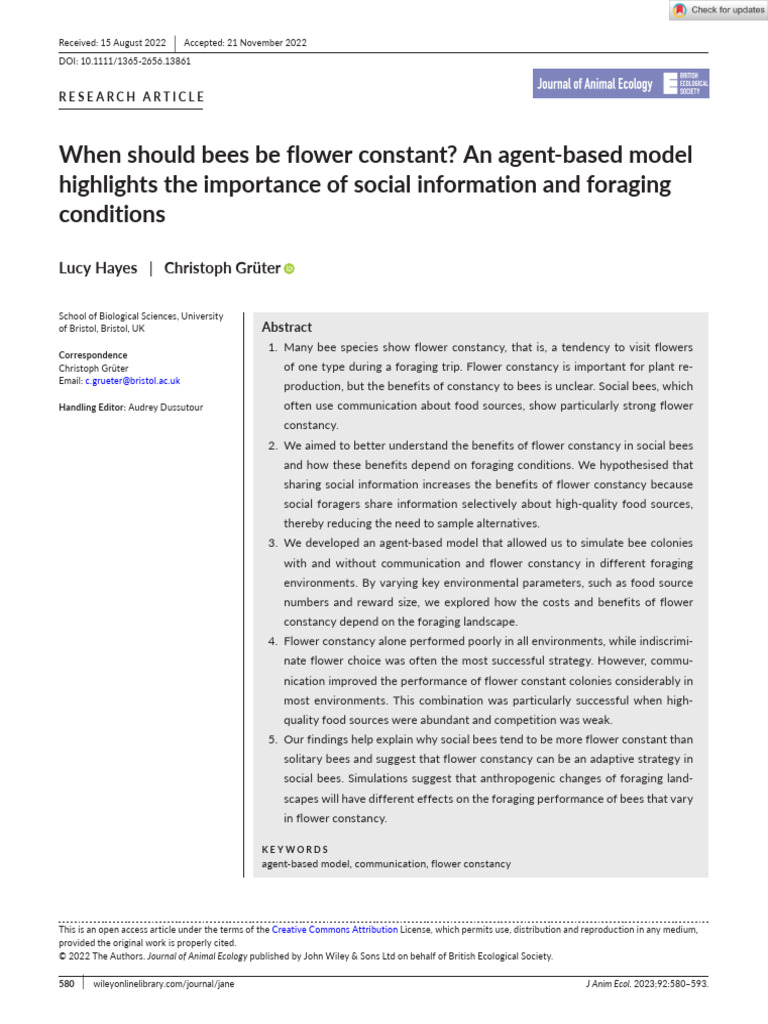 p10 When Should Bees Be Flower Constant An Agent Based Model Highlights ...