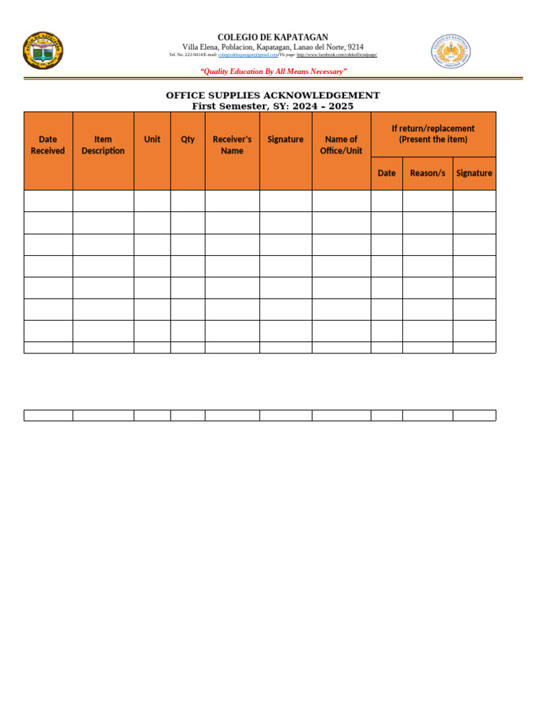 Office Supplies Acknowledgement | PDF