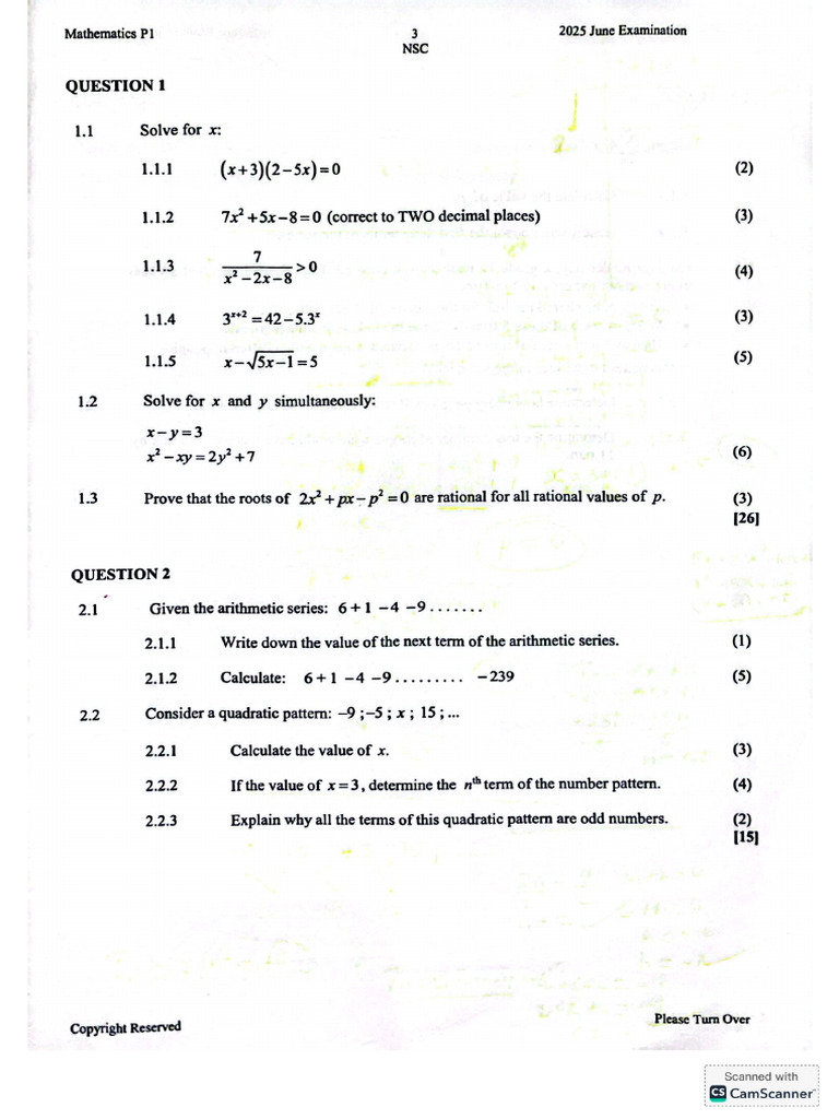 Mathematics Grade 12 KZN JUNE QP | PDF