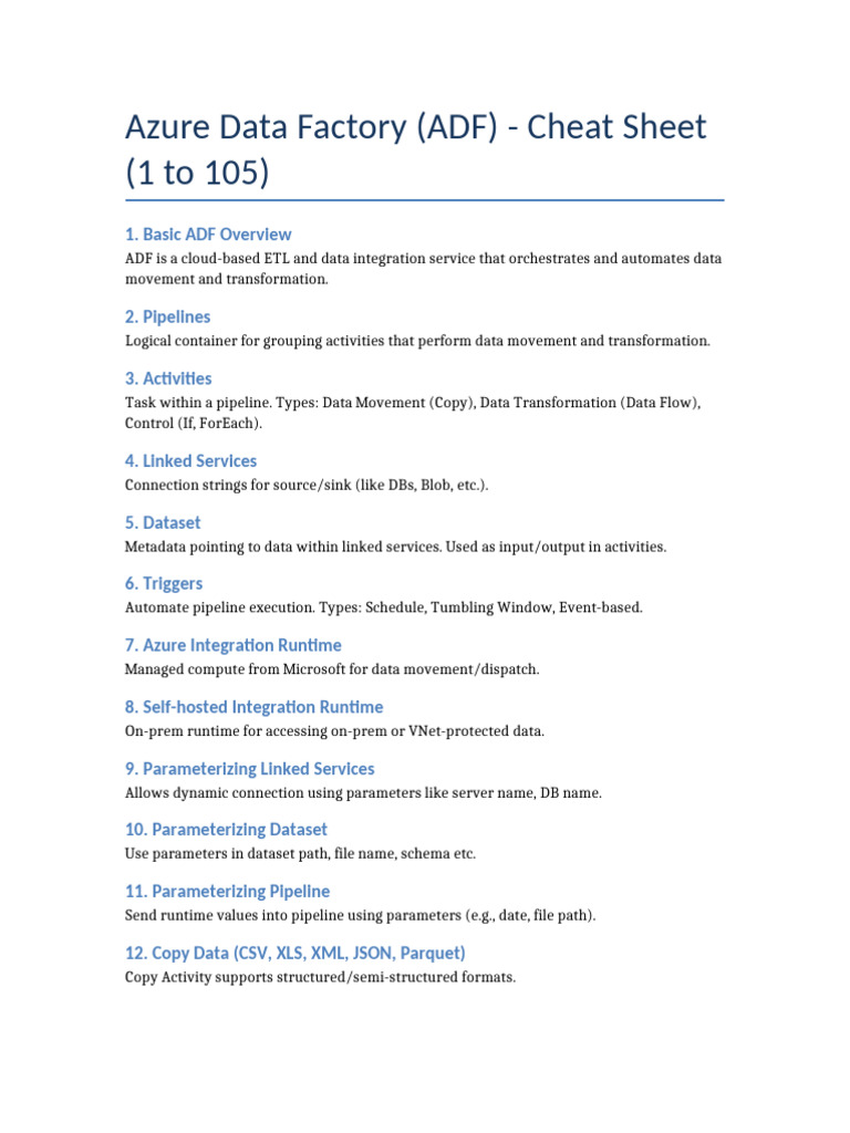 ADF Cheat Sheet 1 To 20 | PDF