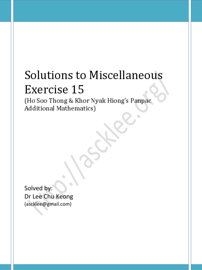 Miscellaneous Exercise 15 | PDF