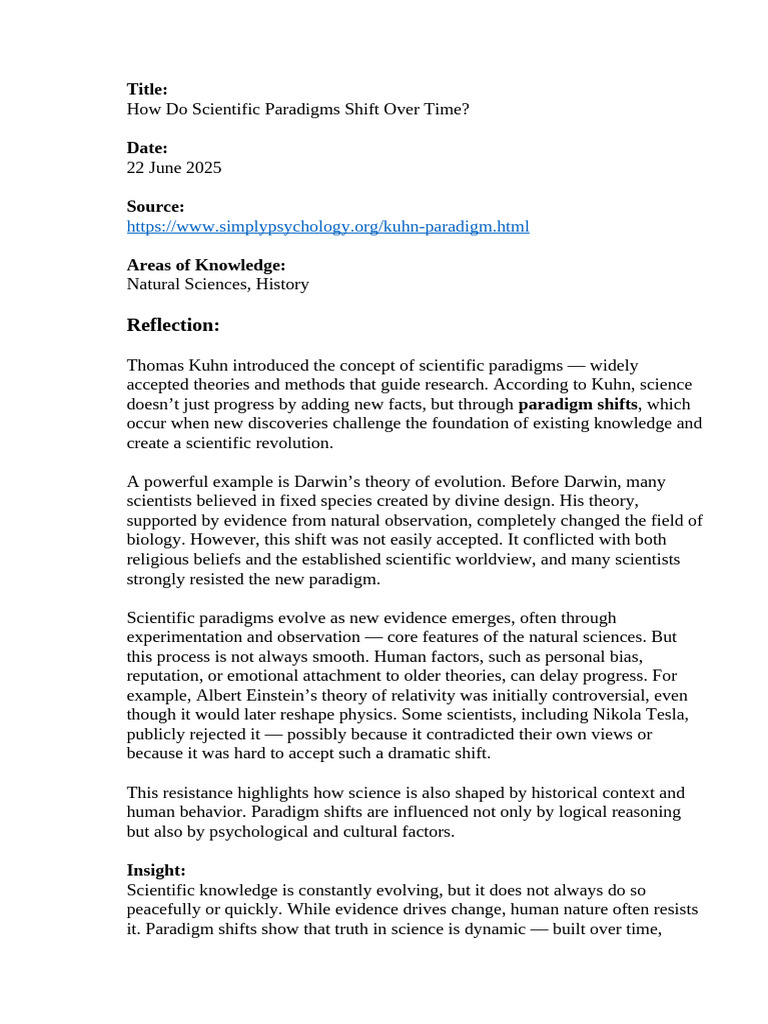How Do Scientific Paradigms Shift Over Time | PDF
