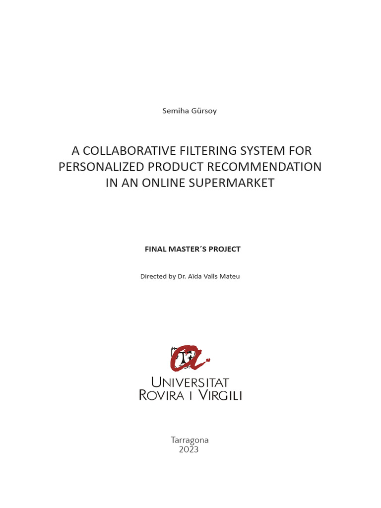 A Collaborative Filtering System For Personalized Product ...