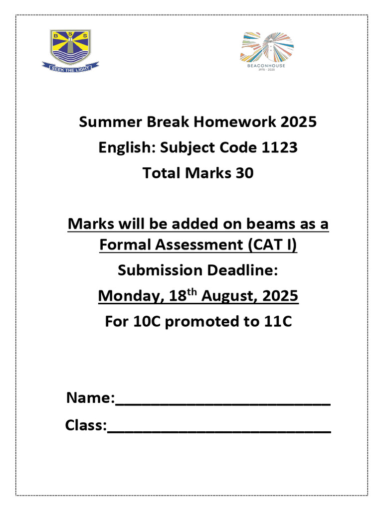 Summer Homework 2025: English Tasks & Guidelines | PDF | Sequoia ...