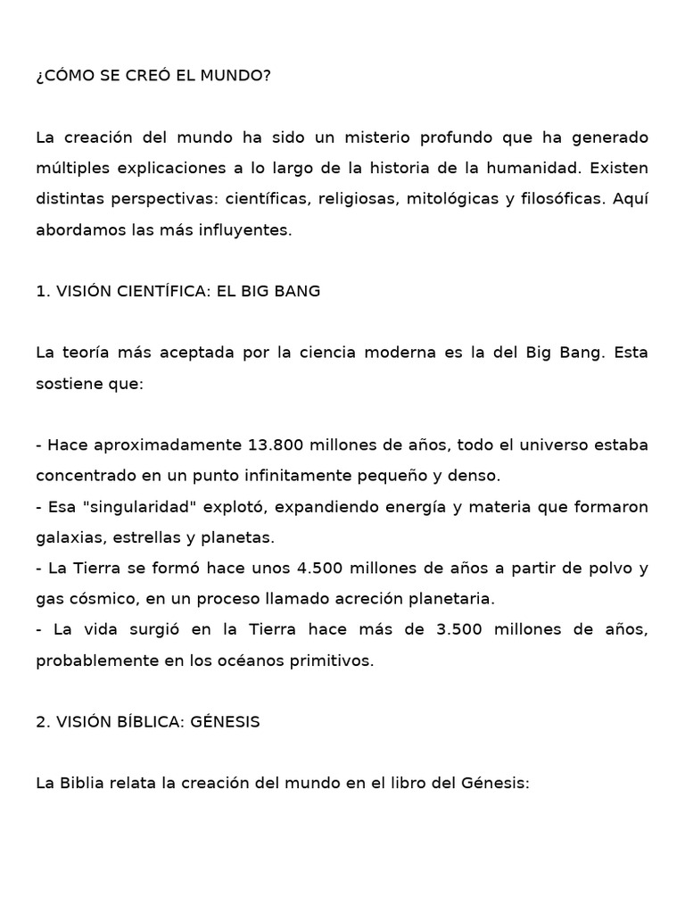 Como - Se - Creo - El - Mundo Que Locura Como Fue Todo | PDF | Mitos de ...