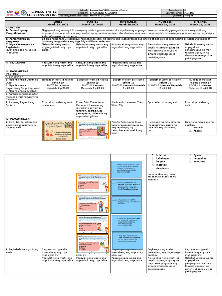 q4 DLL Filipino 2 Week 6 | PDF