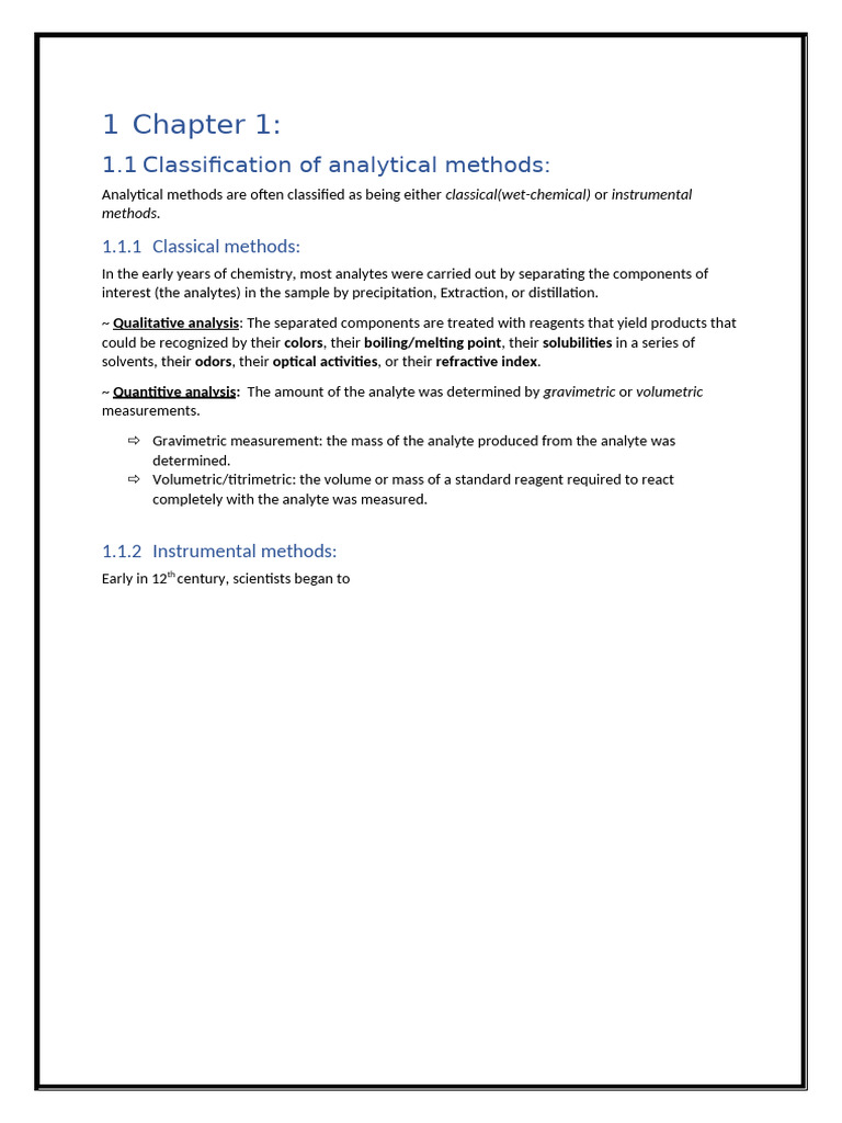 Analytical Methods: Classical vs. Instrumental | PDF