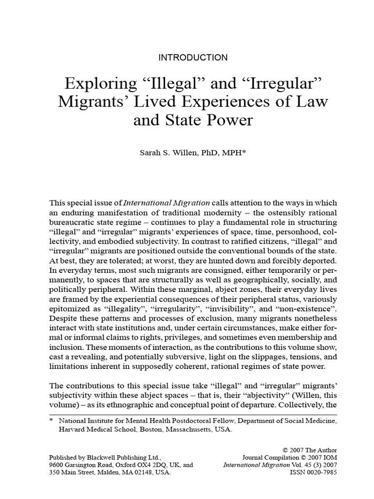 Exploring Illegal and Irregular Migrants' Live | PDF | Immigration ...
