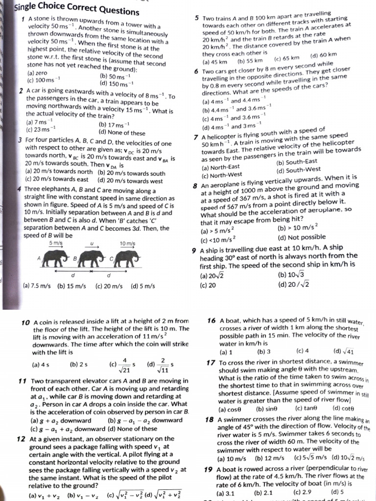Relative Velocity Practice Questions | PDF | Speed | Wound