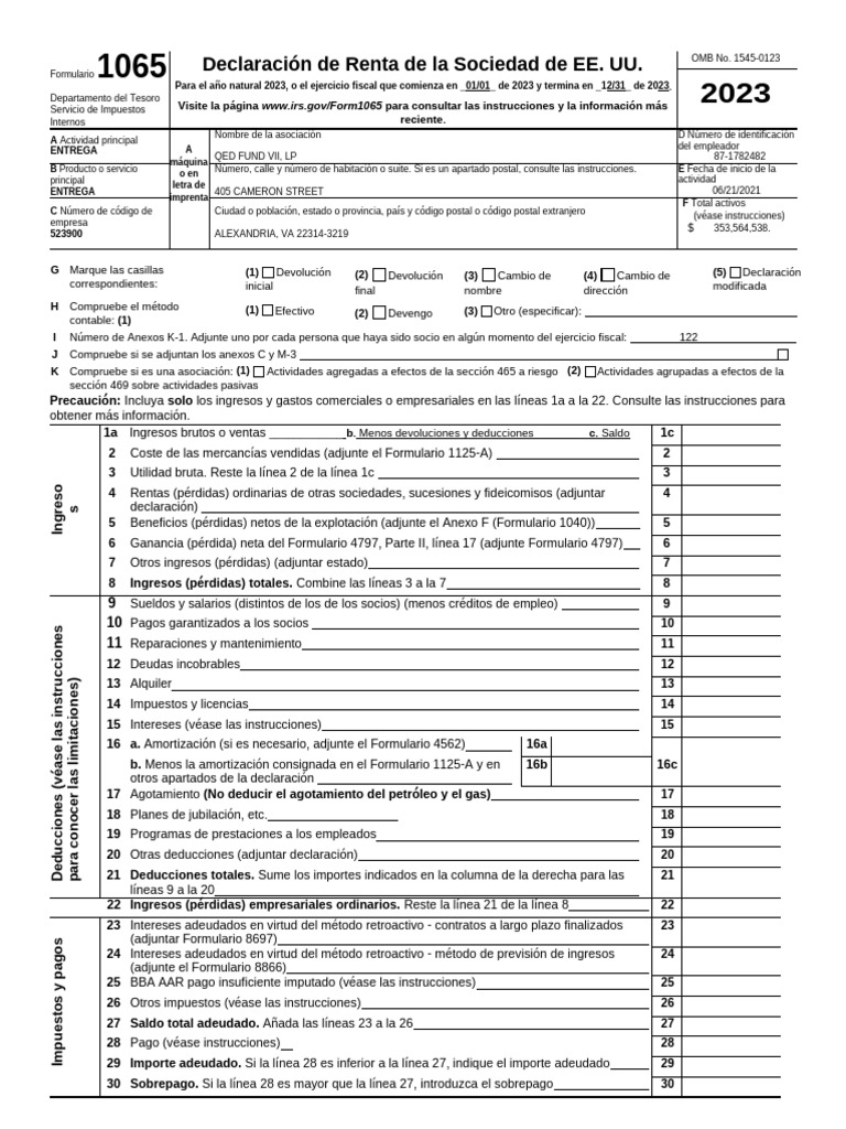 2023 QED Fund VII, LP Federal Tax Return (2) - EDIT | PDF ...