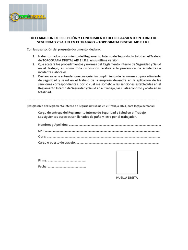 Cargo Entrega RISST 2024 | PDF