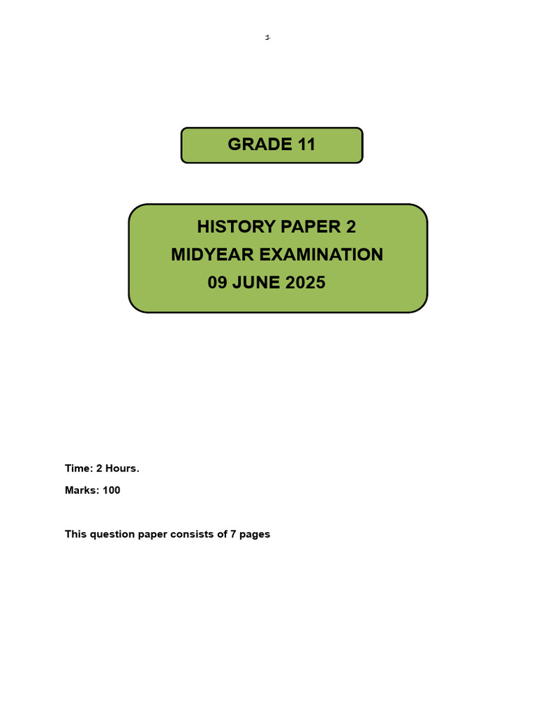 Grade 11 History Midyear Exam 2025 | PDF | Nazi Germany | Antisemitism