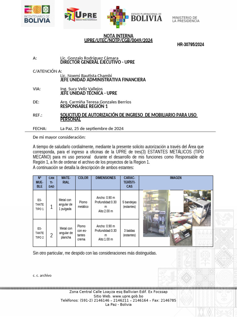 Solicitud de Mobiliario para UPRE | PDF